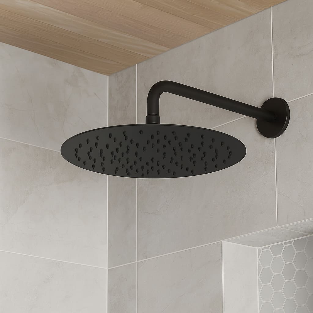 REGADERA CON BRAZO SLIM RED. 8" NEGRO MATE STRETTO | COMFER S.A.S